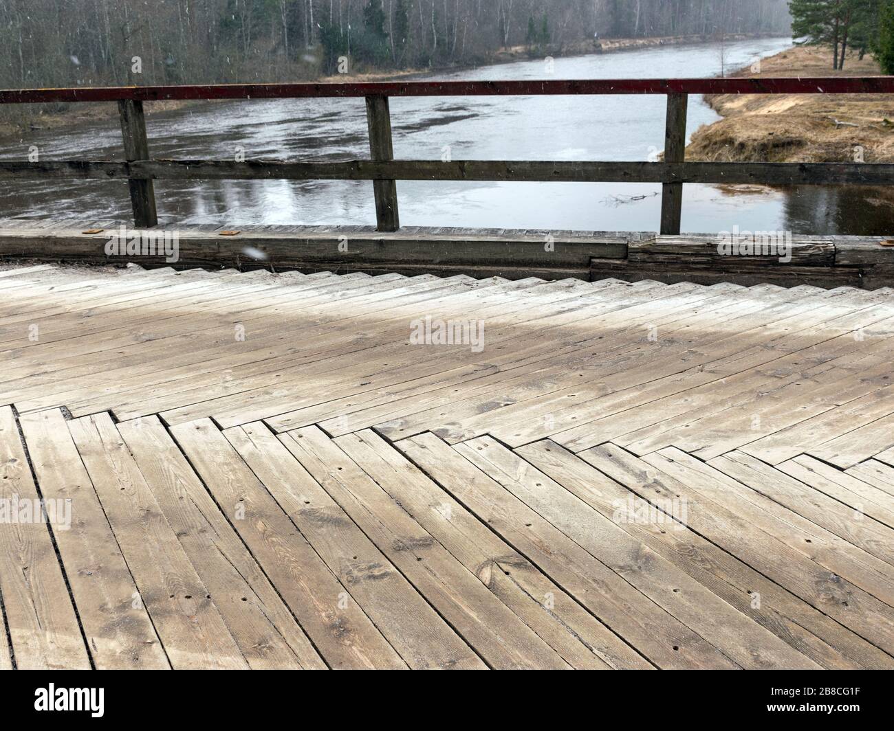 bridge, wooden plank floor, close-up view, blurred background Stock ...