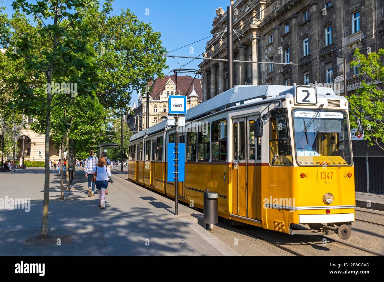 Budapest, Hungary - May 5, 2018: Tram of scenic route No. 2 departures ...