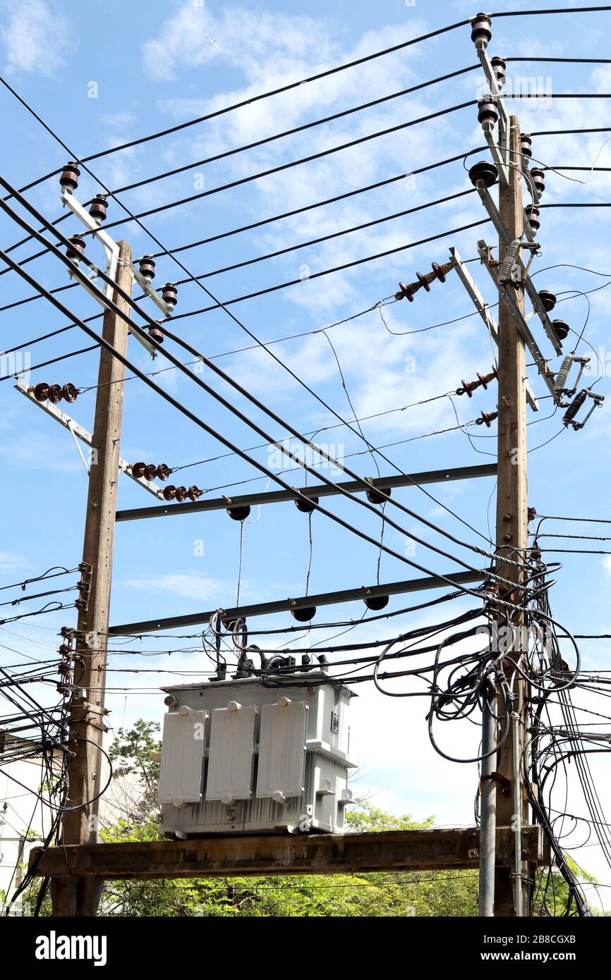High voltage pole and Transformer Stock Photo - Alamy
