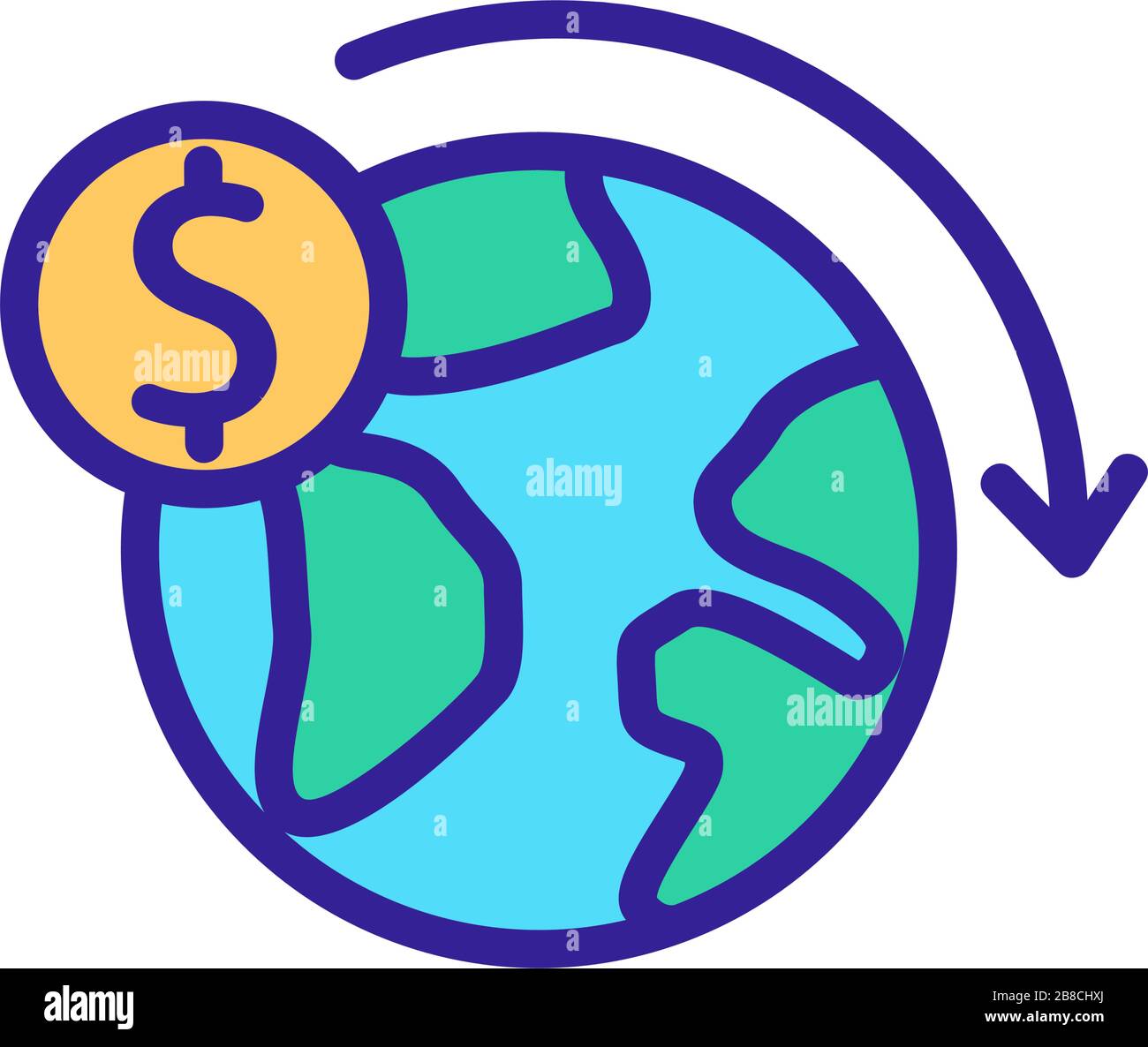 planet money transfer icon vector outline illustration Stock Vector ...