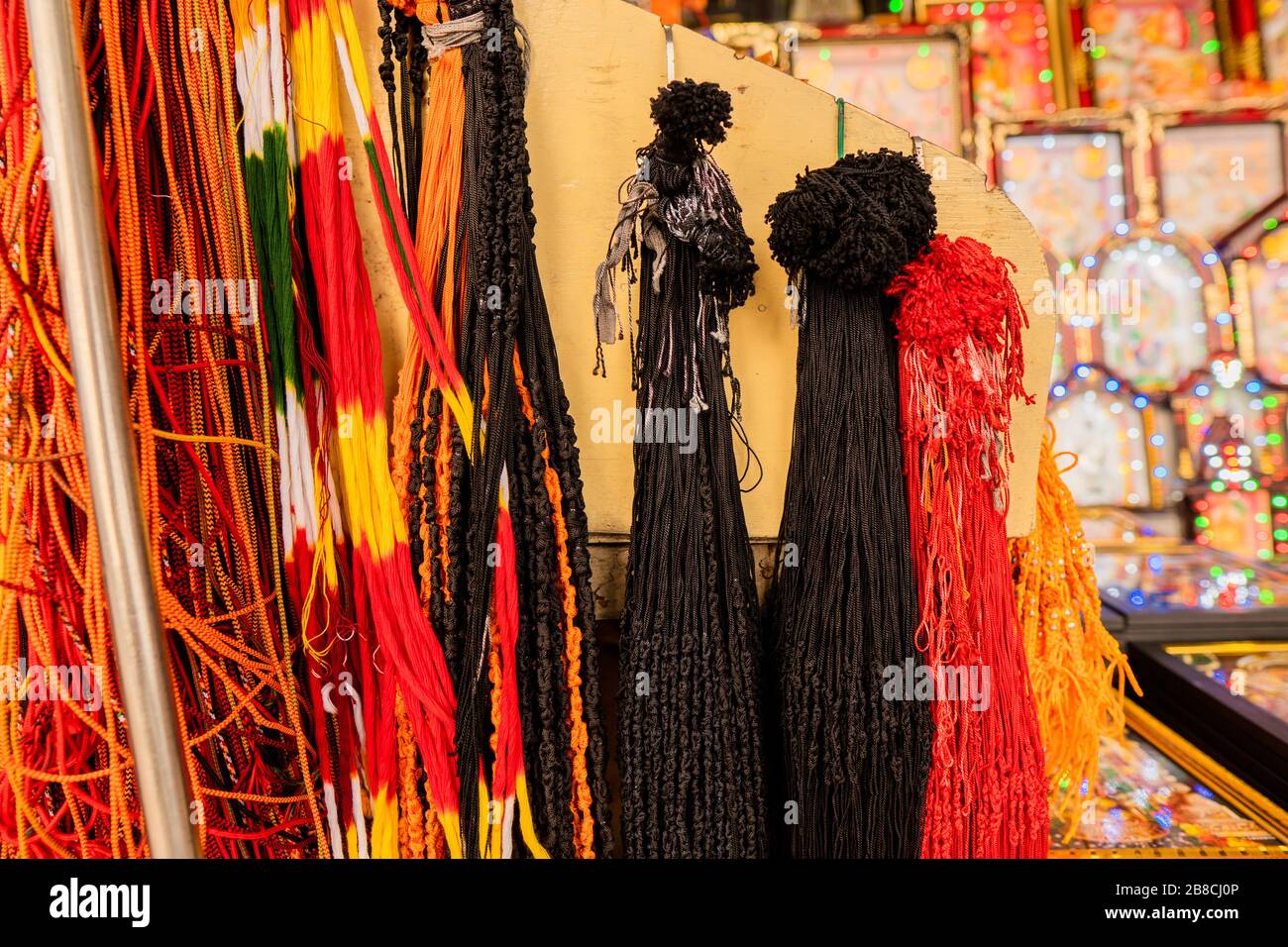 Different Color threads of Gods in tirumala Stock Photo - Alamy