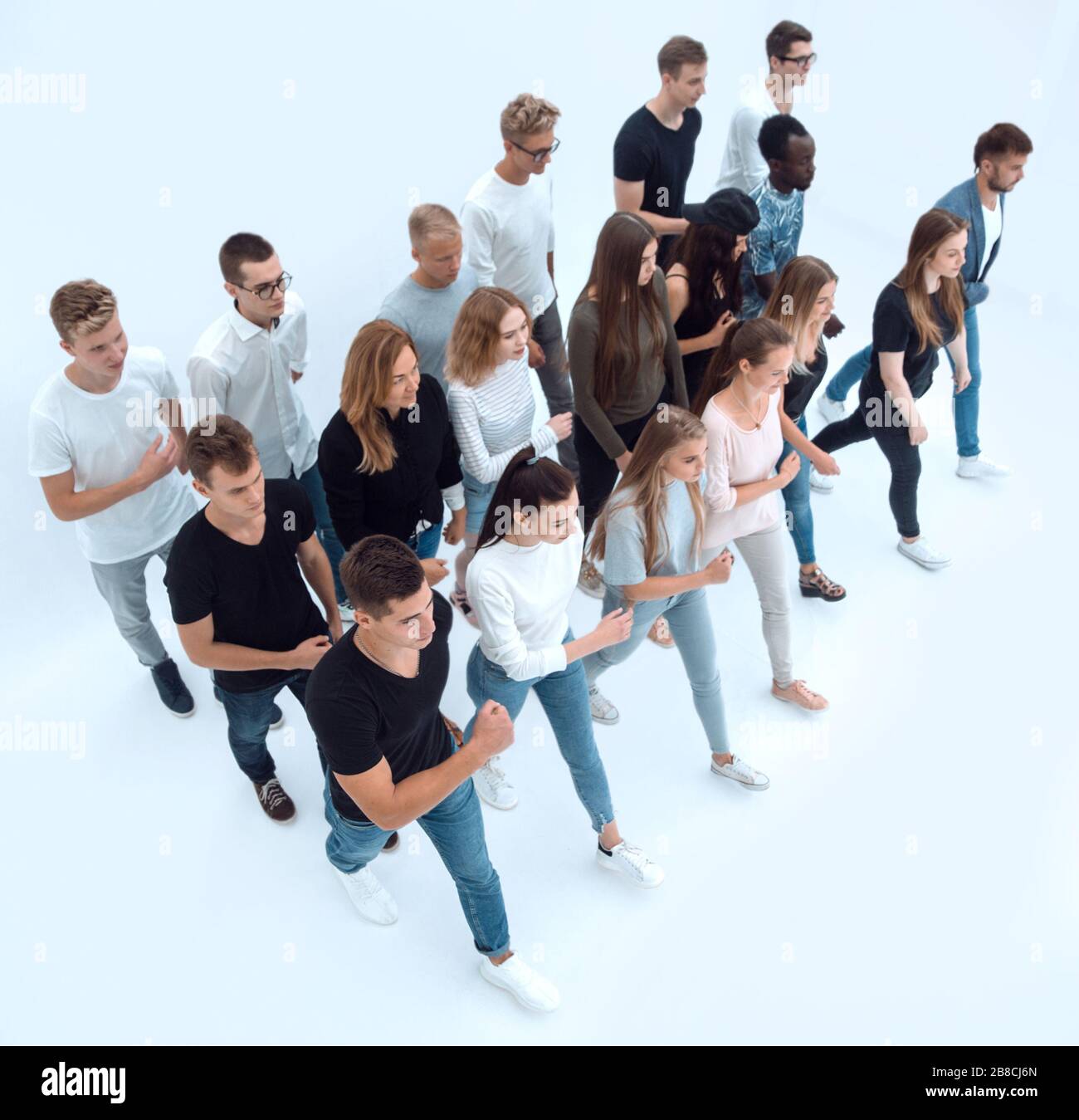 close up. different young people standing together Stock Photo - Alamy