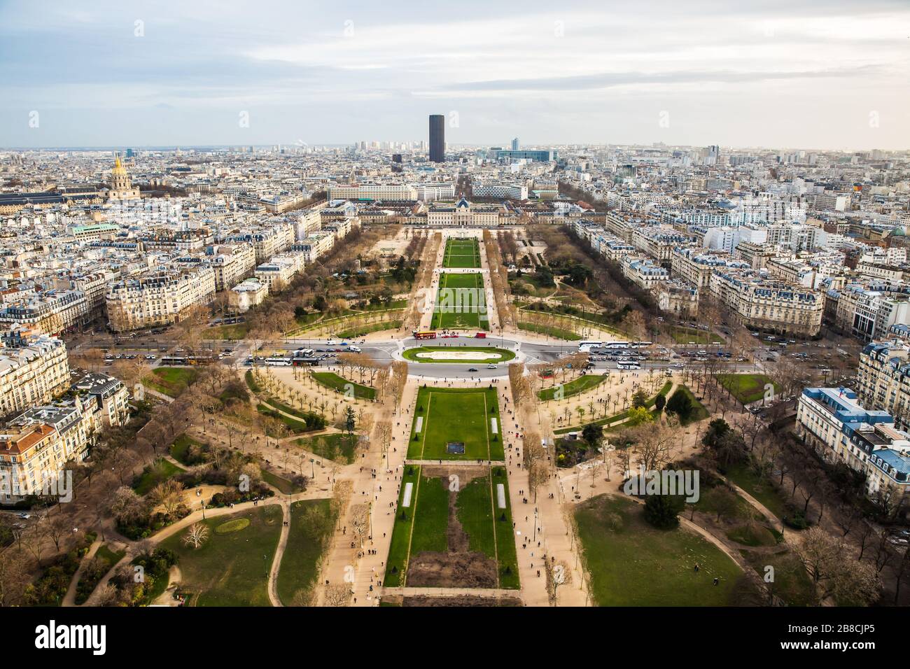 Aerial view of Paris city and Seine river from Eiffel Tower Stock Photo ...
