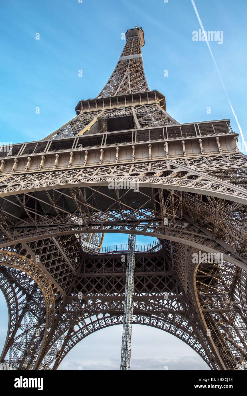 Vew of the Eiffel Tower from below . Paris, France Stock Photo - Alamy