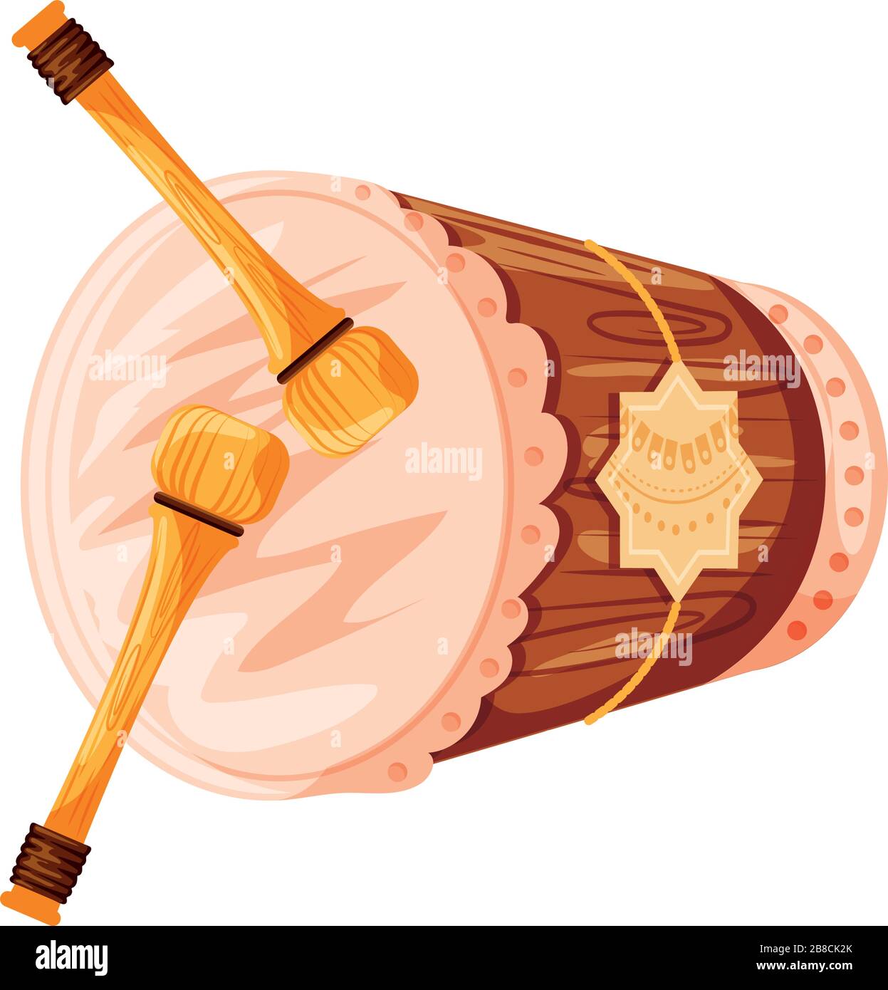 traditional turkish drum, musical instrument on white background vector ...