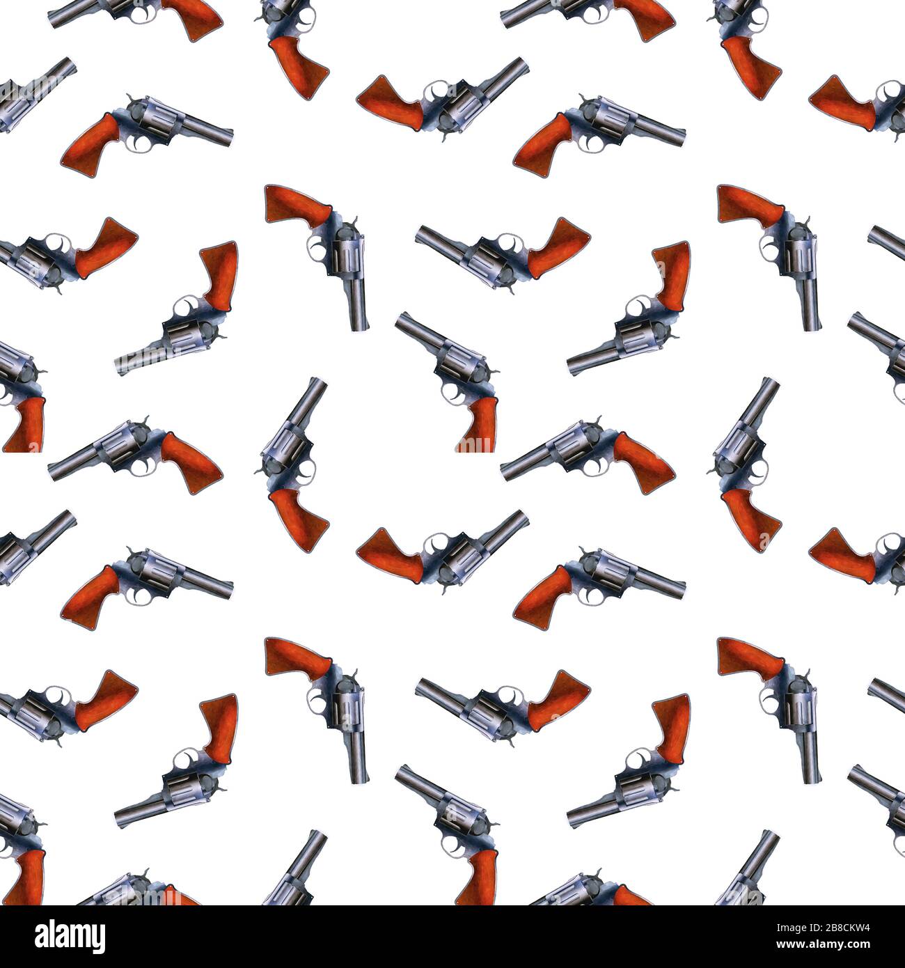 Pistol, revolver seamless pattern over white background Stock Photo - Alamy
