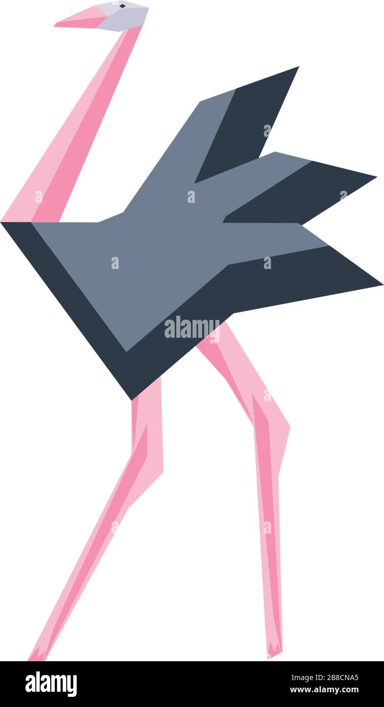 ostrich geometric wild animals on white background vector illustration ...