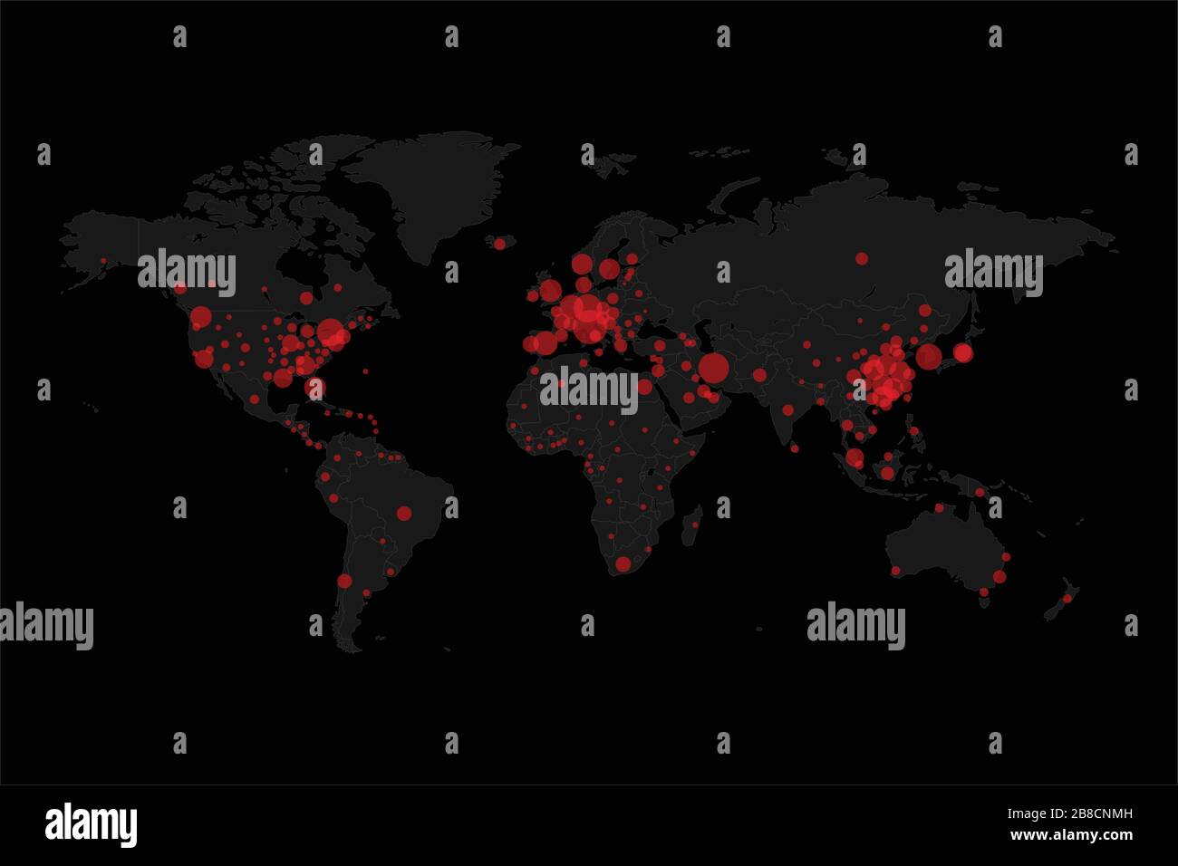 World map of Coronavirus Covid-19. Global pandemic outbreak concept ...