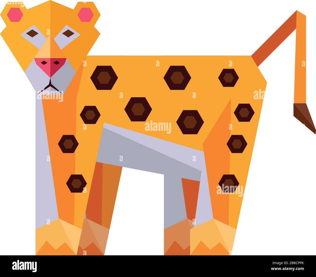 cheetah geometric wild animals on white background vector illustration ...