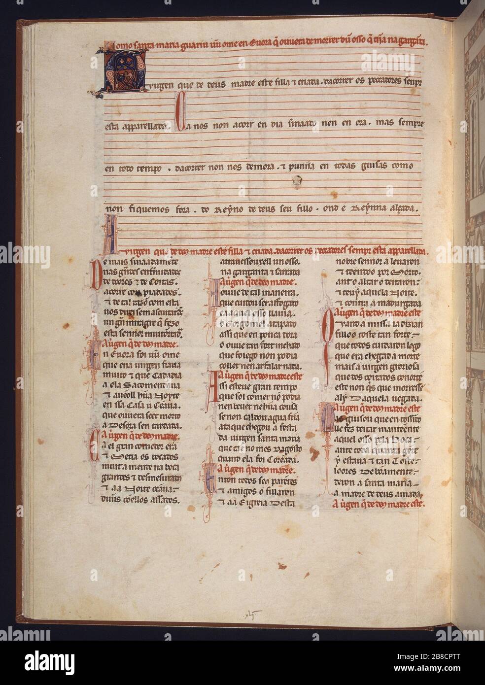 MS B.R.20-CANTIGA STA MARIA Nº322-F28V-TEXTO-ESTROFA EN VERSO GALAICO ...