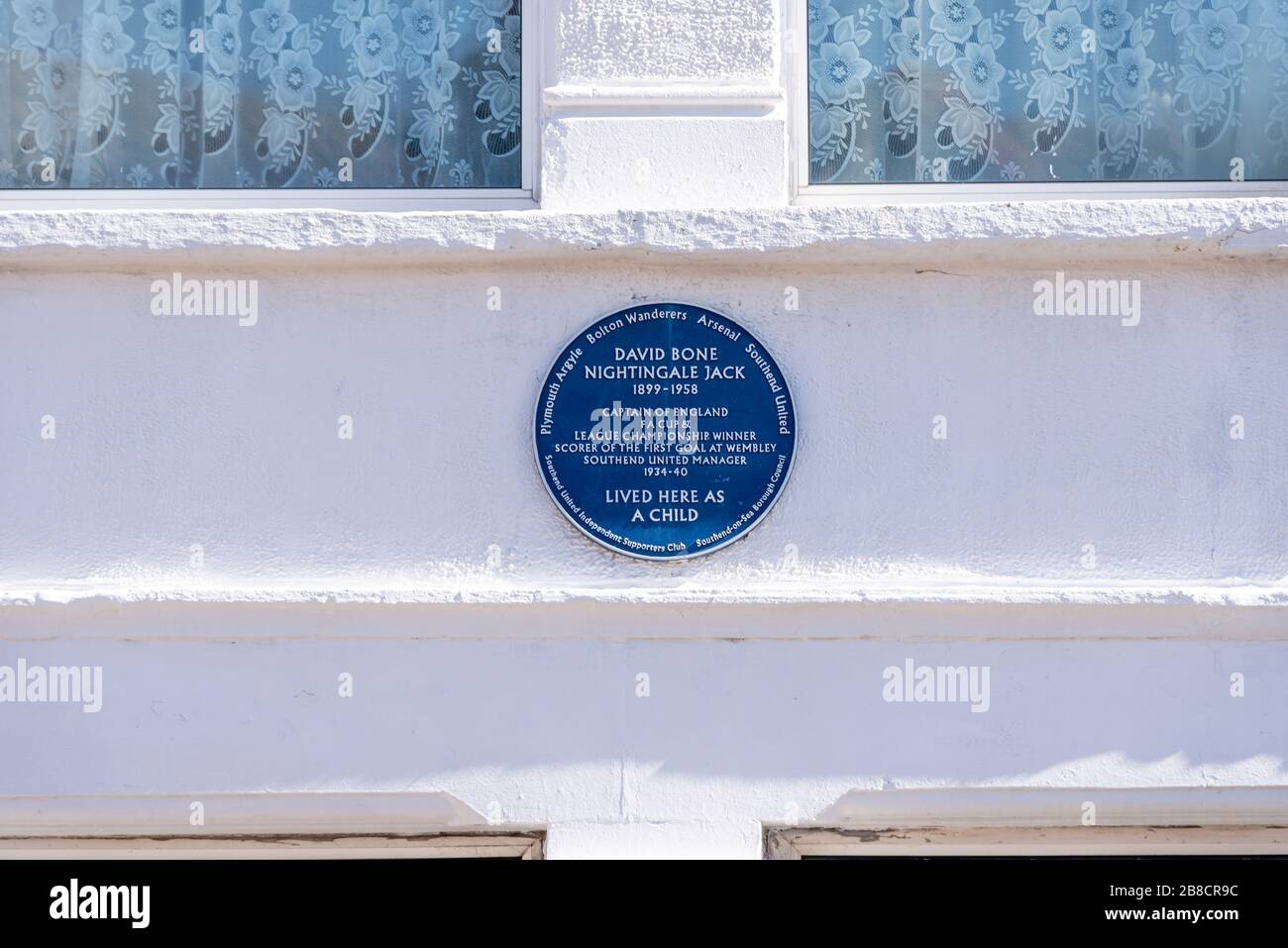 Blue plaque commemorating David Jack, England, Plymouth Bolton, Arsenal ...