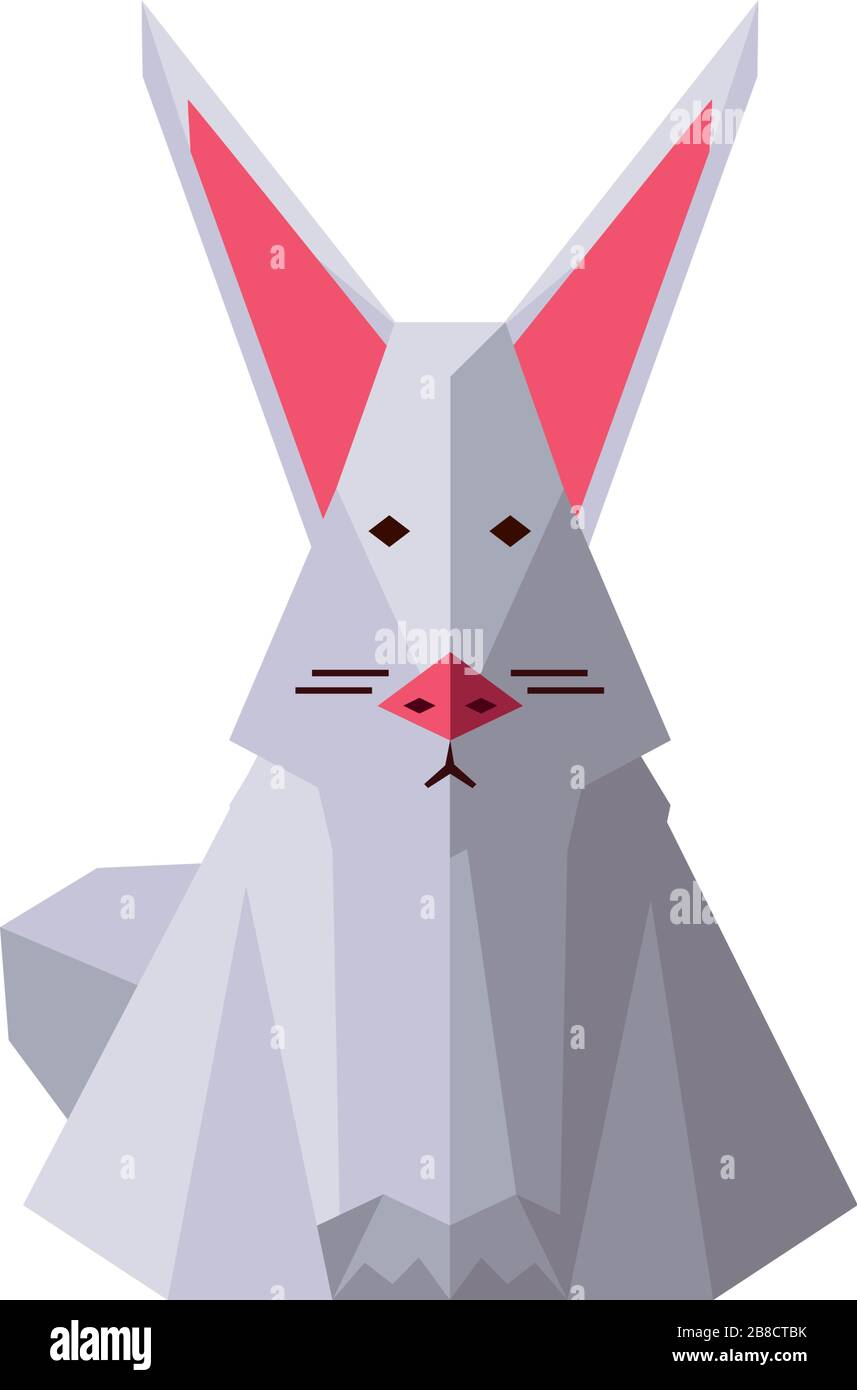 geometric rabbit on white background vector illustration design Stock ...