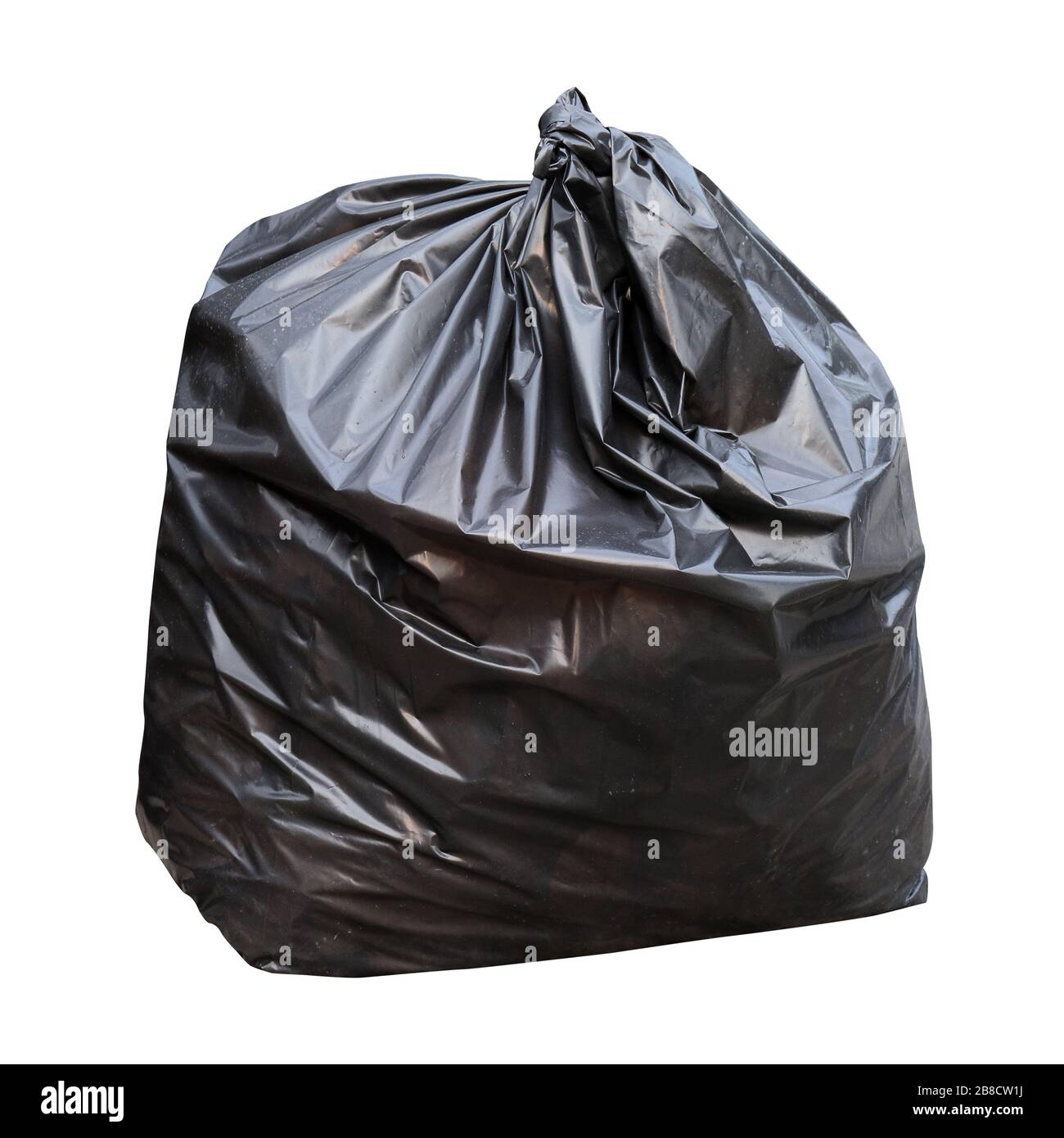waste, black garbage waste bag plastic (isolated on white background ...