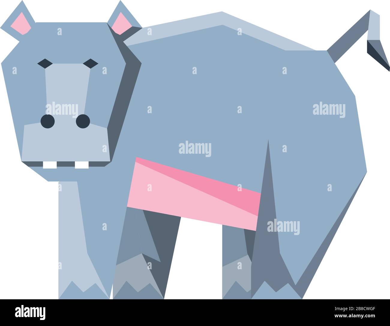 hippopotamus geometric wild animals on white background vector ...