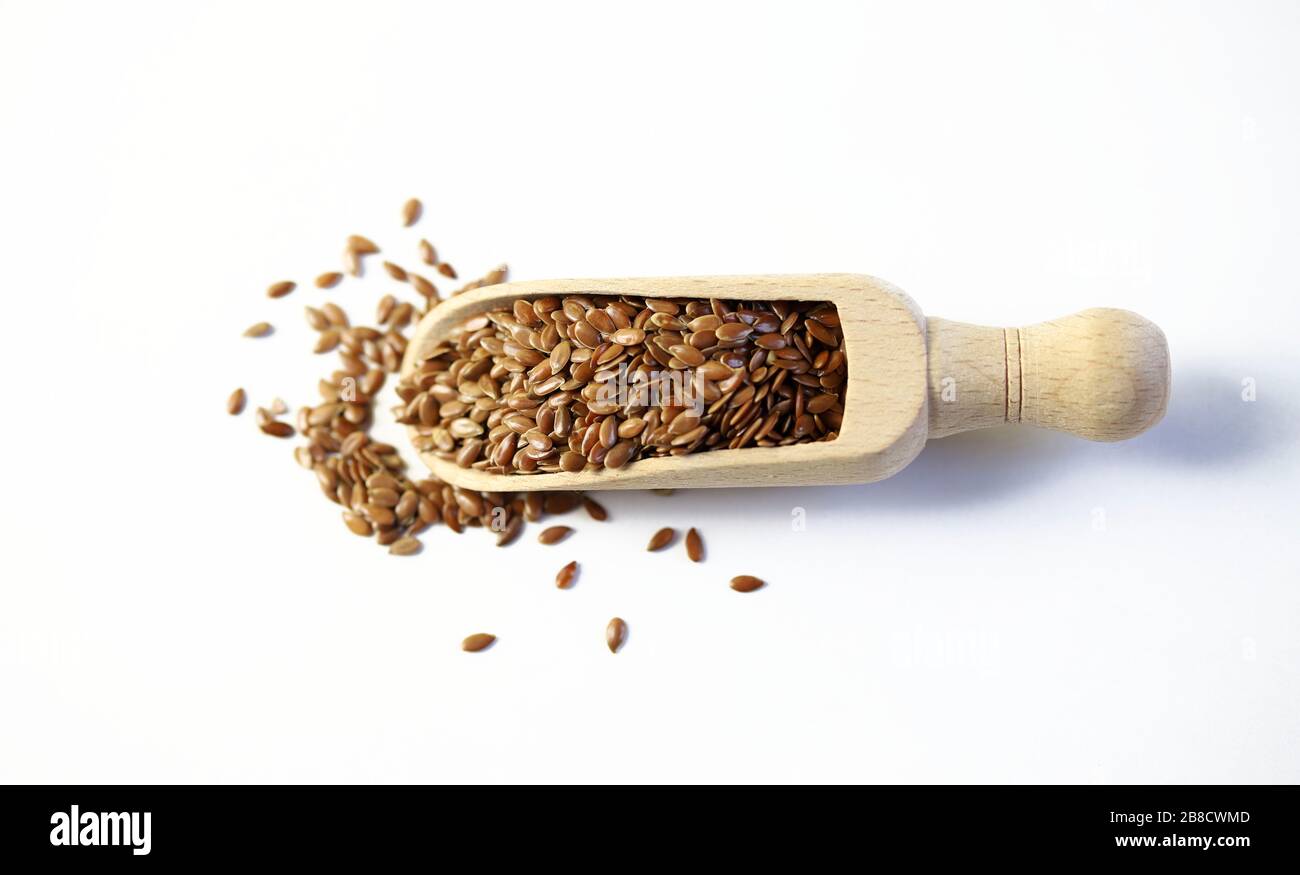 Concept of healthy food. Flax seeds isolated on white background. Top view Stock Photo - Alamy