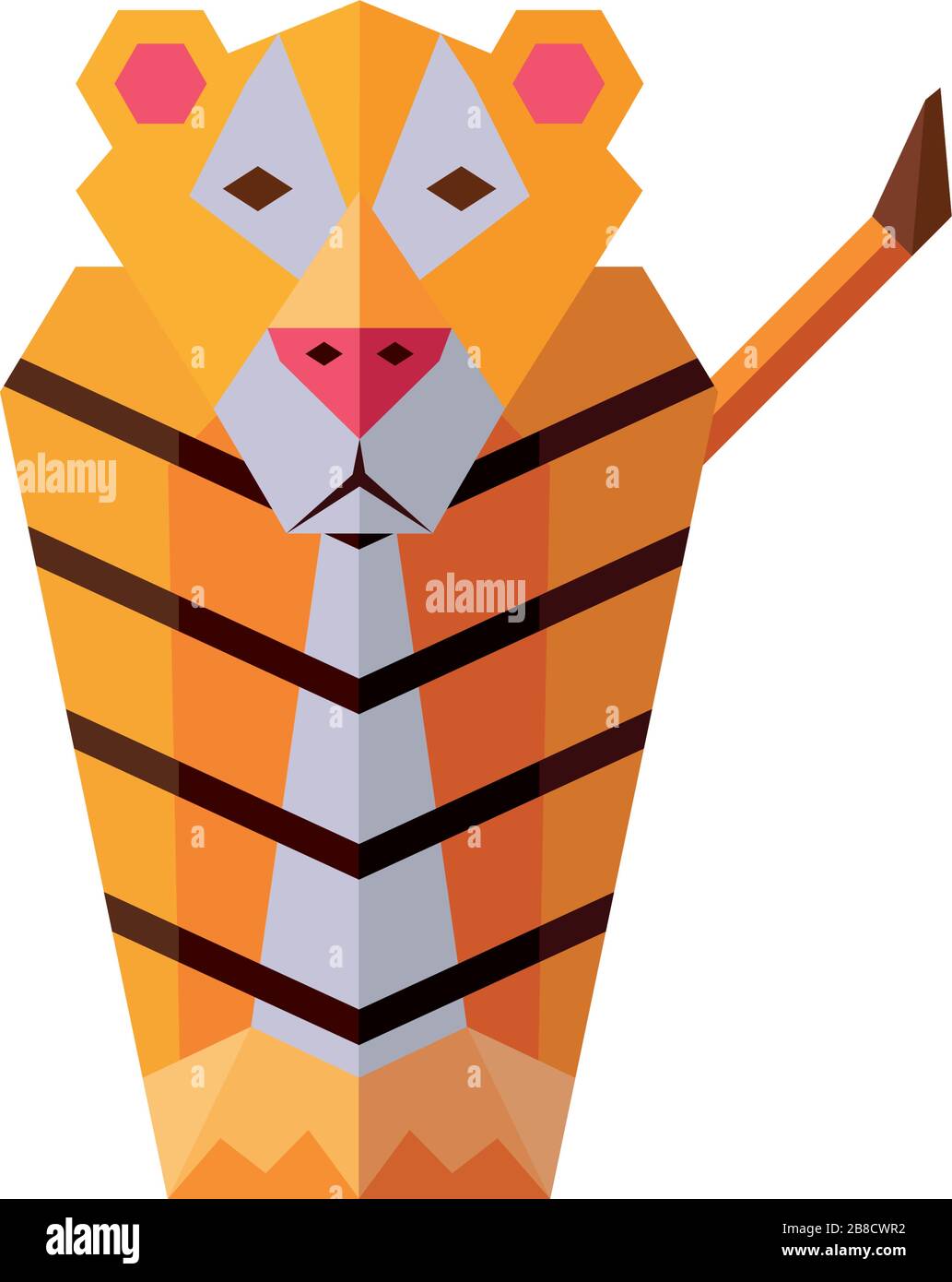 tiger geometric wild animals on white background vector illustration ...