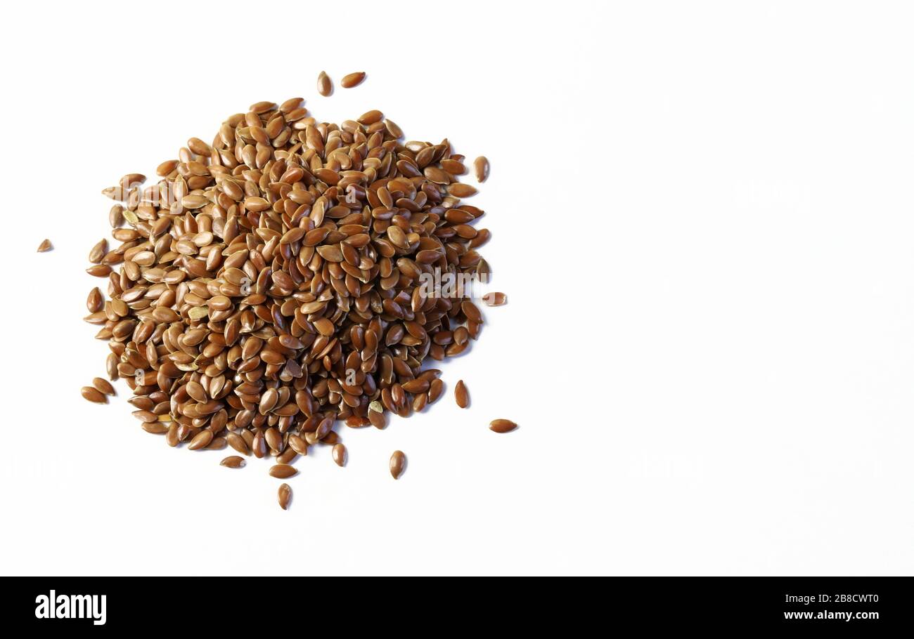 Concept of healthy food. Flax seeds isolated on white background. Top view Stock Photo - Alamy