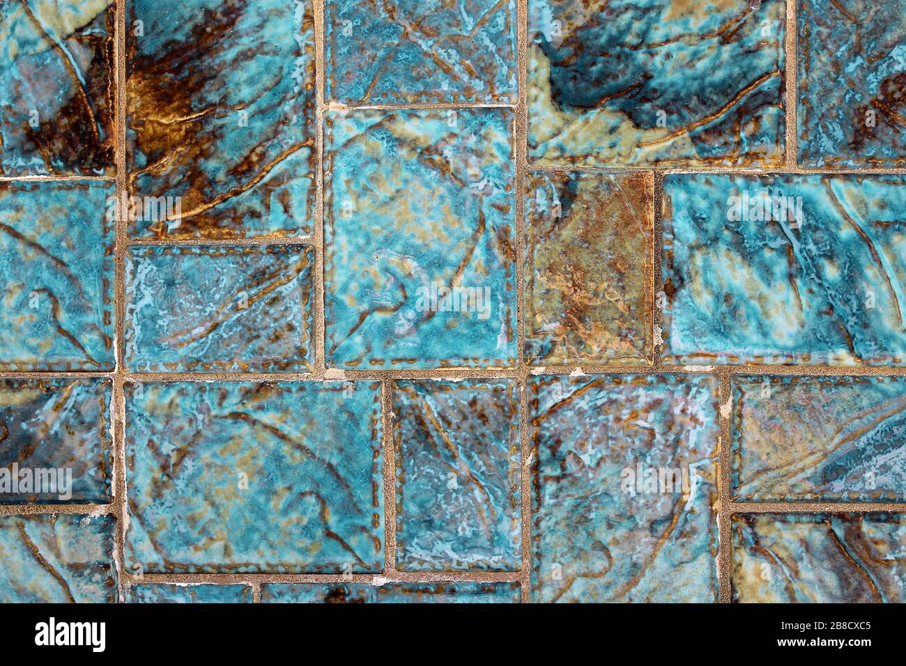 Beautiful Sea Glass inspired turquoise and brown mosaic tile design ...