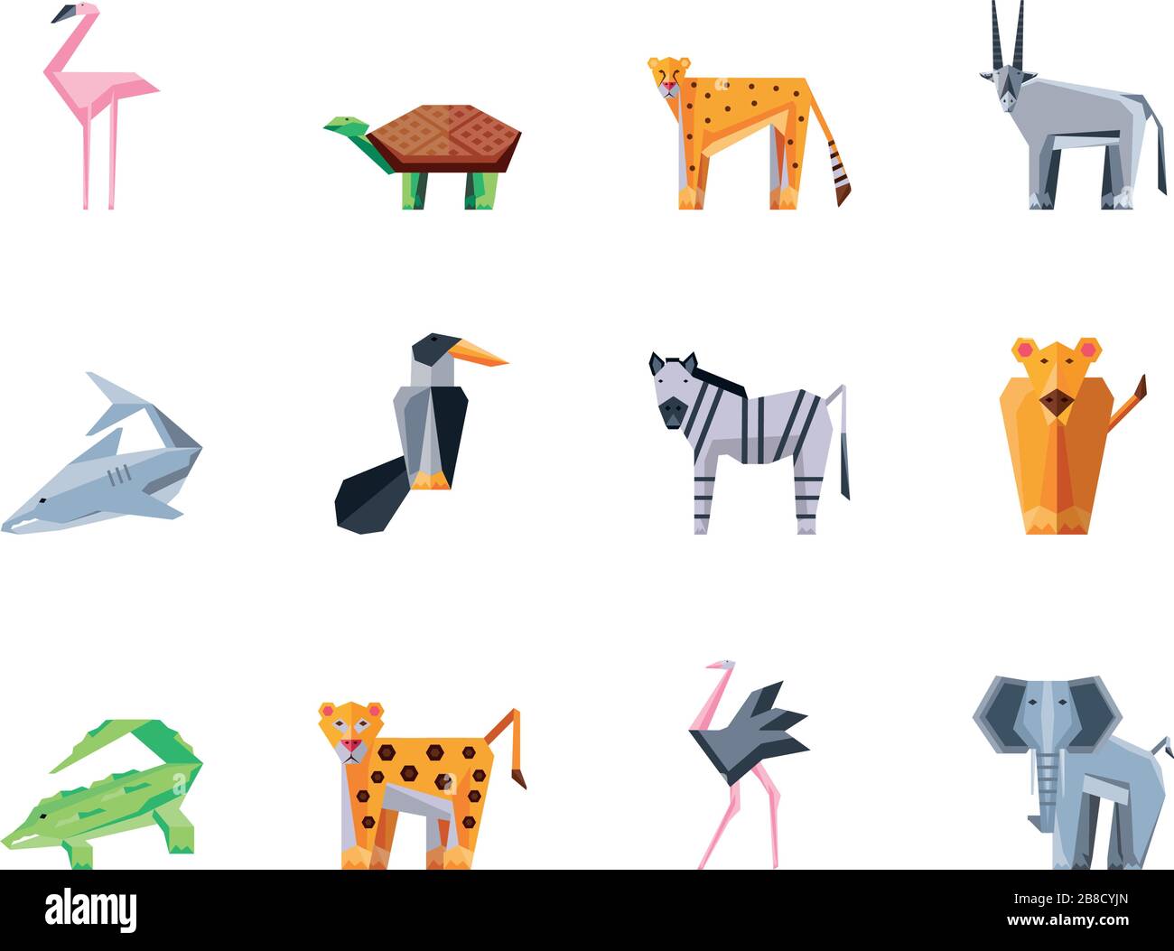 set of icons geometric wild animals vector illustration design Stock ...