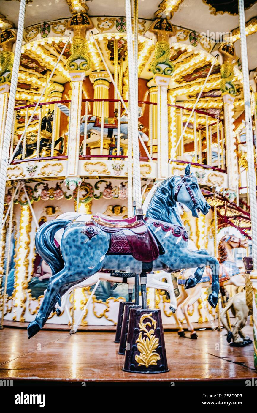 Old fashioned merry go round hi-res stock photography and images - Alamy