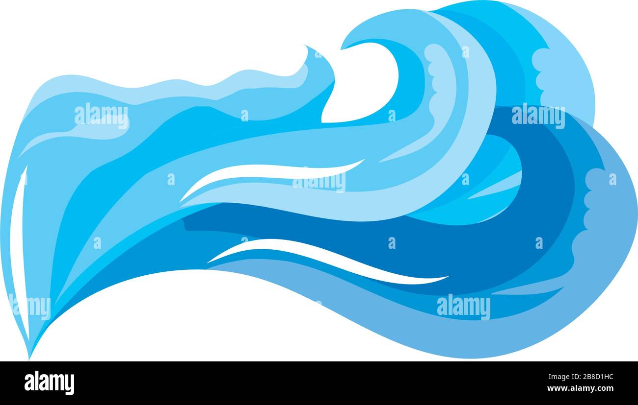 ocean waves with curling on white background vector illustration design ...