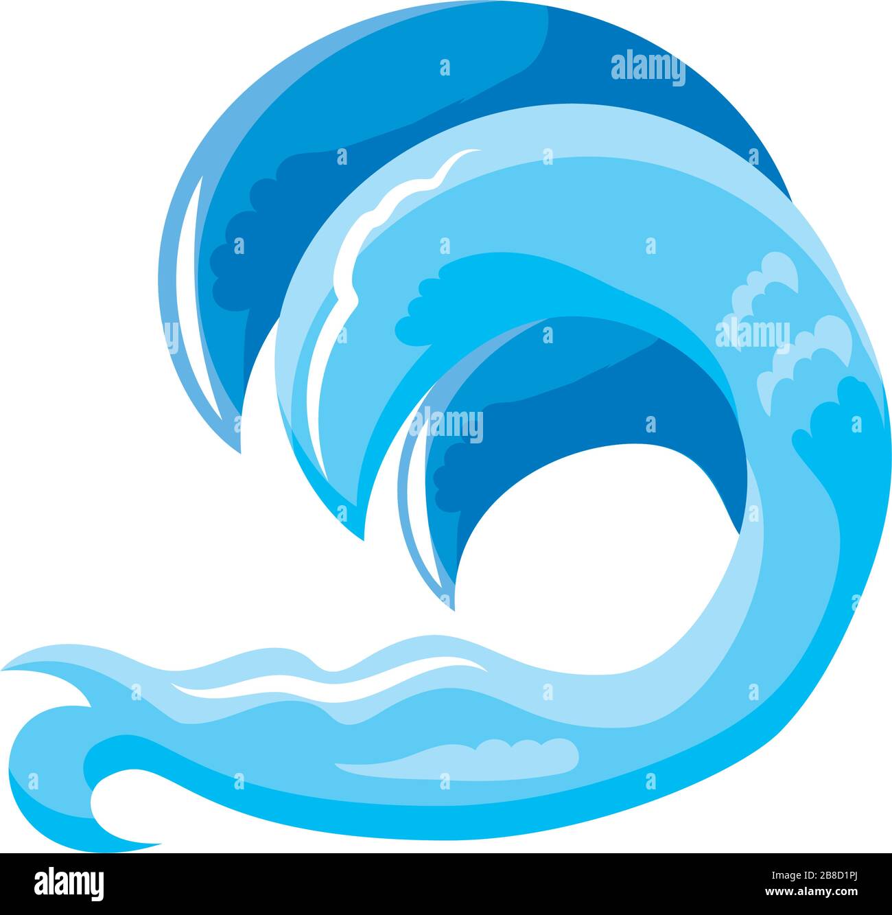 ocean waves with curling on white background vector illustration design ...