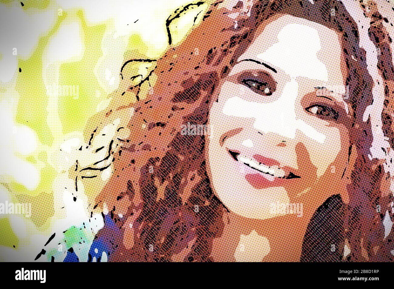 Low saturated comic portrait of mature woman with red hair Stock Photo ...