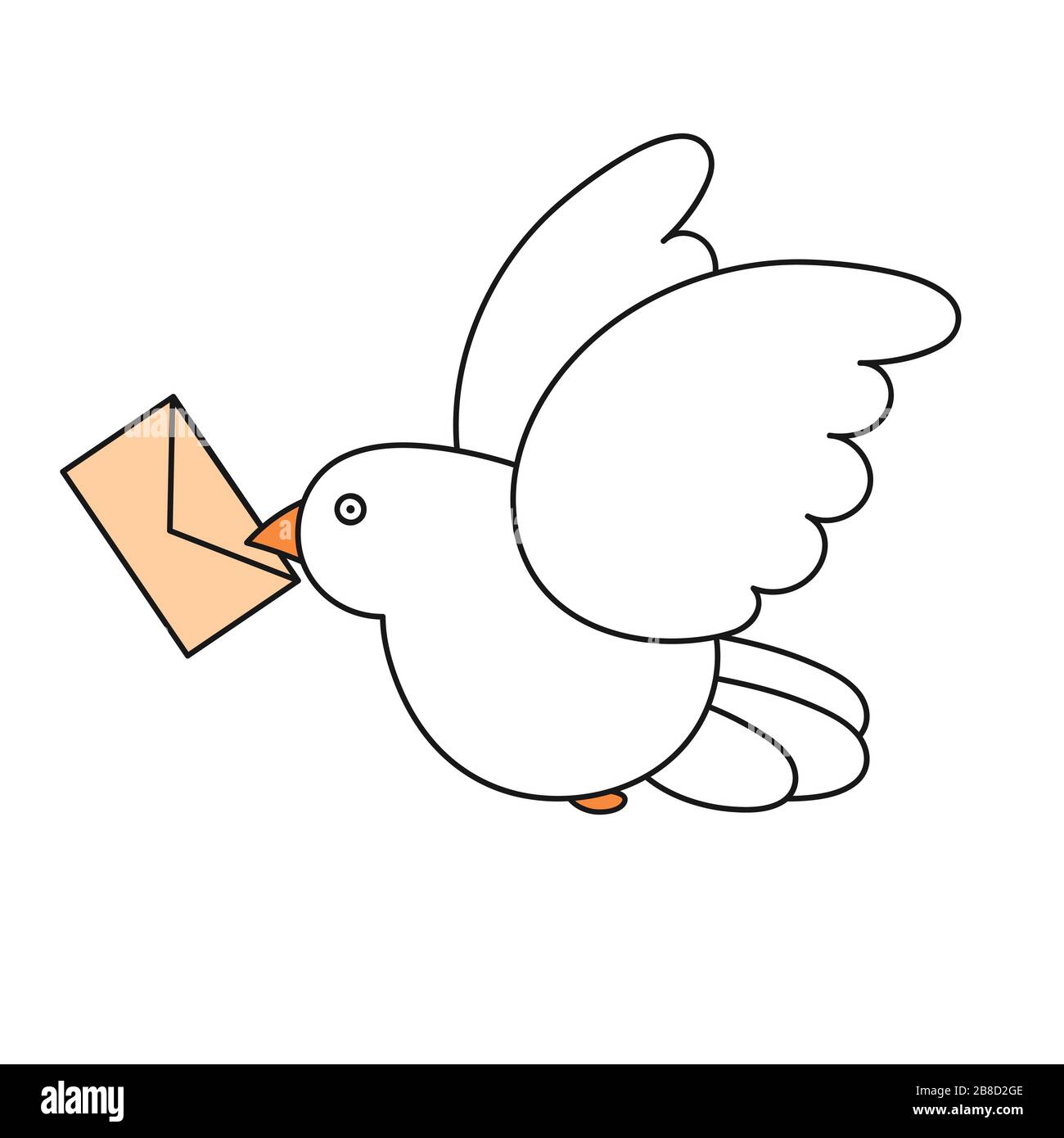 Vector flat style illustration of post pigeon. Icon for web. Isolated ...