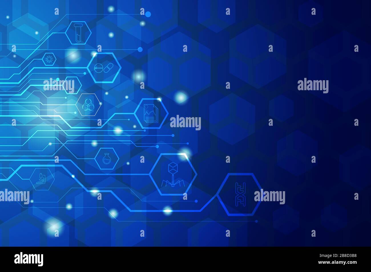 Dark blue gradient background with medical icon ,sparkle effect and ...