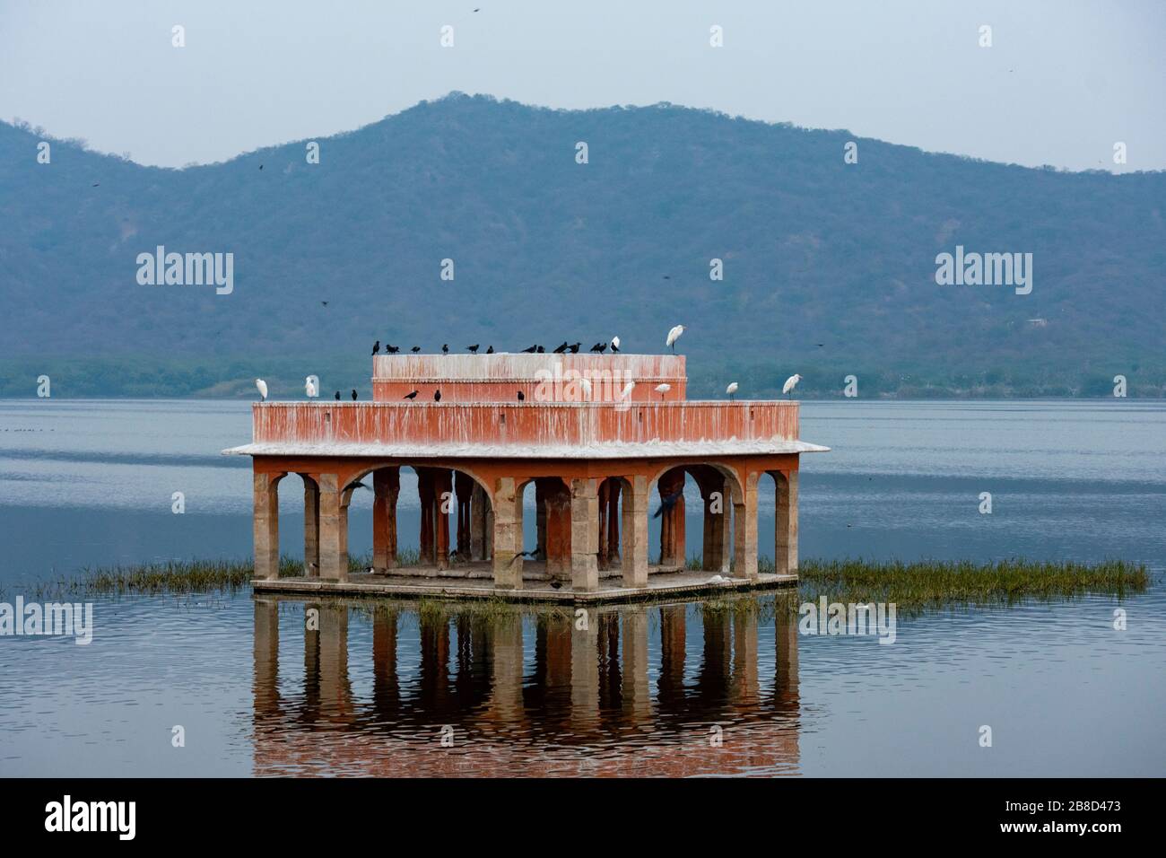 Jaipur, Rajasthan, India - January 5 2020 - A structure on Man Sagar ...