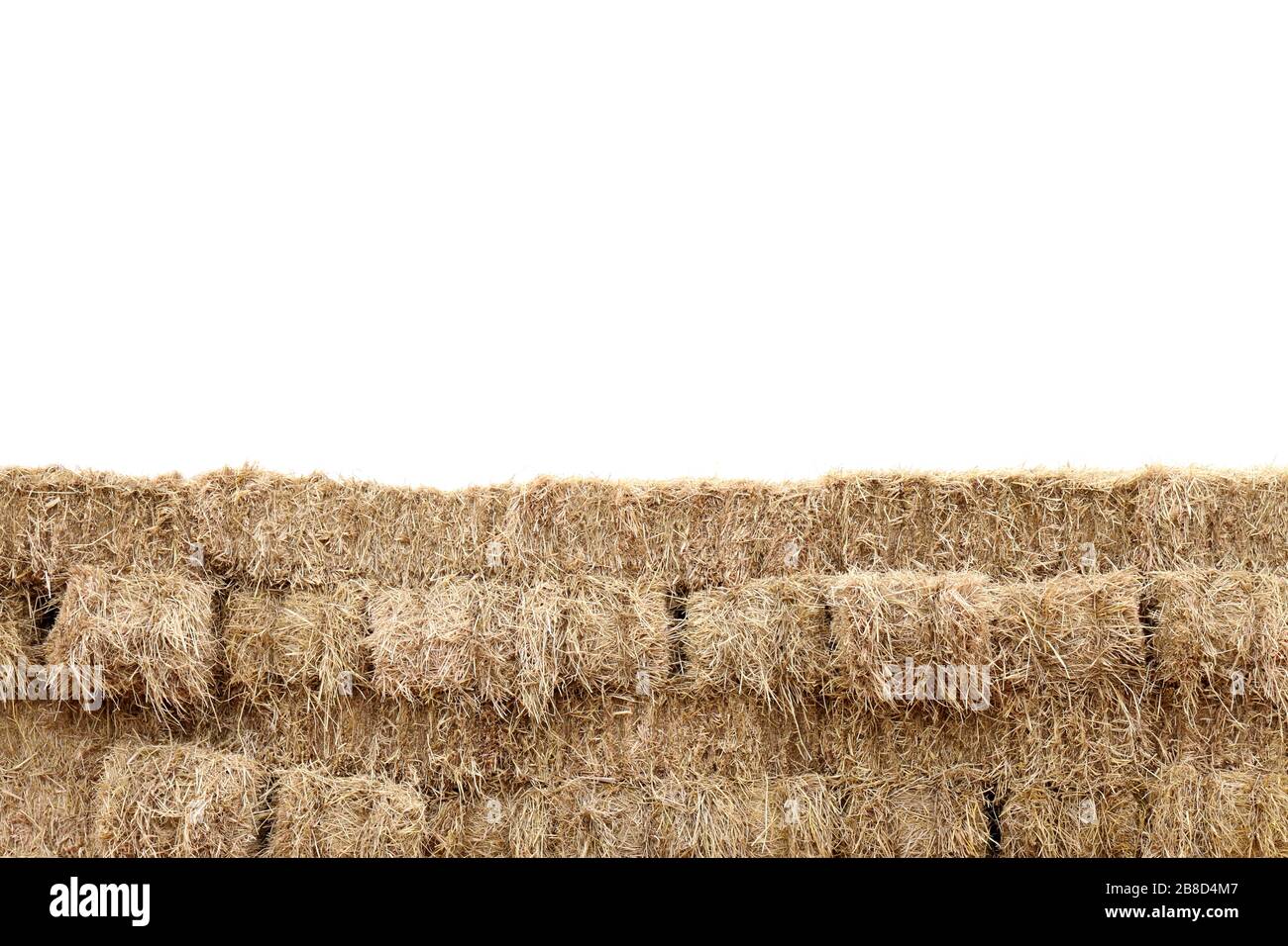 straw, straw block cube wall, row pile straw dry, hay isolated white ...