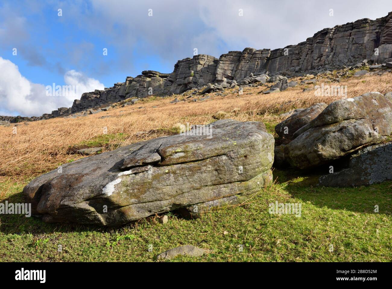 Stanage Edge, gritstone escarpment,Hathersage,Peak district national ...
