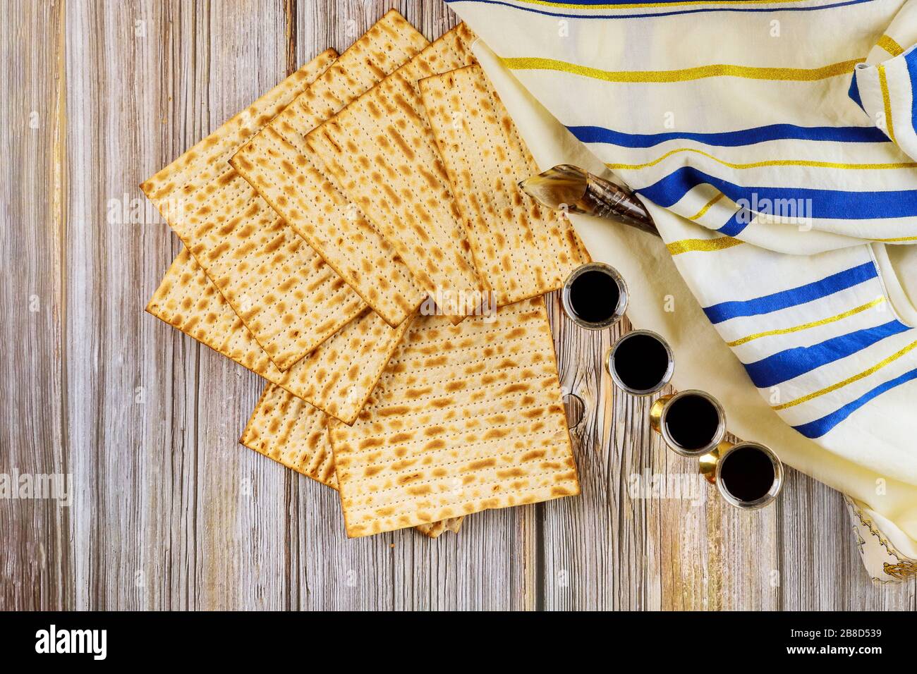 Judaism and religious torah on jewish matza on passover prayer Stock ...