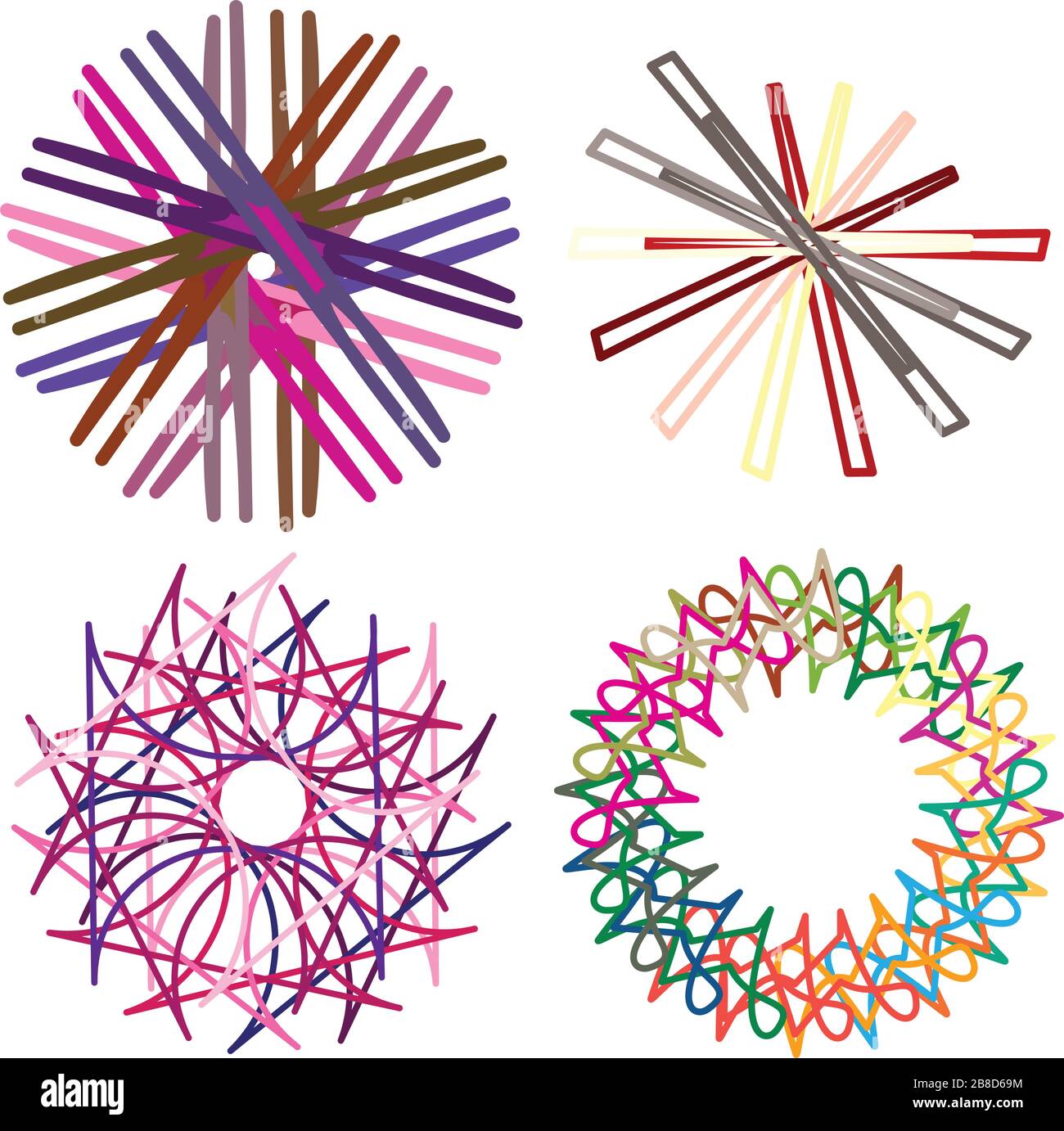 Colored circular and radial abstract mandalas, motifs, decoration ...