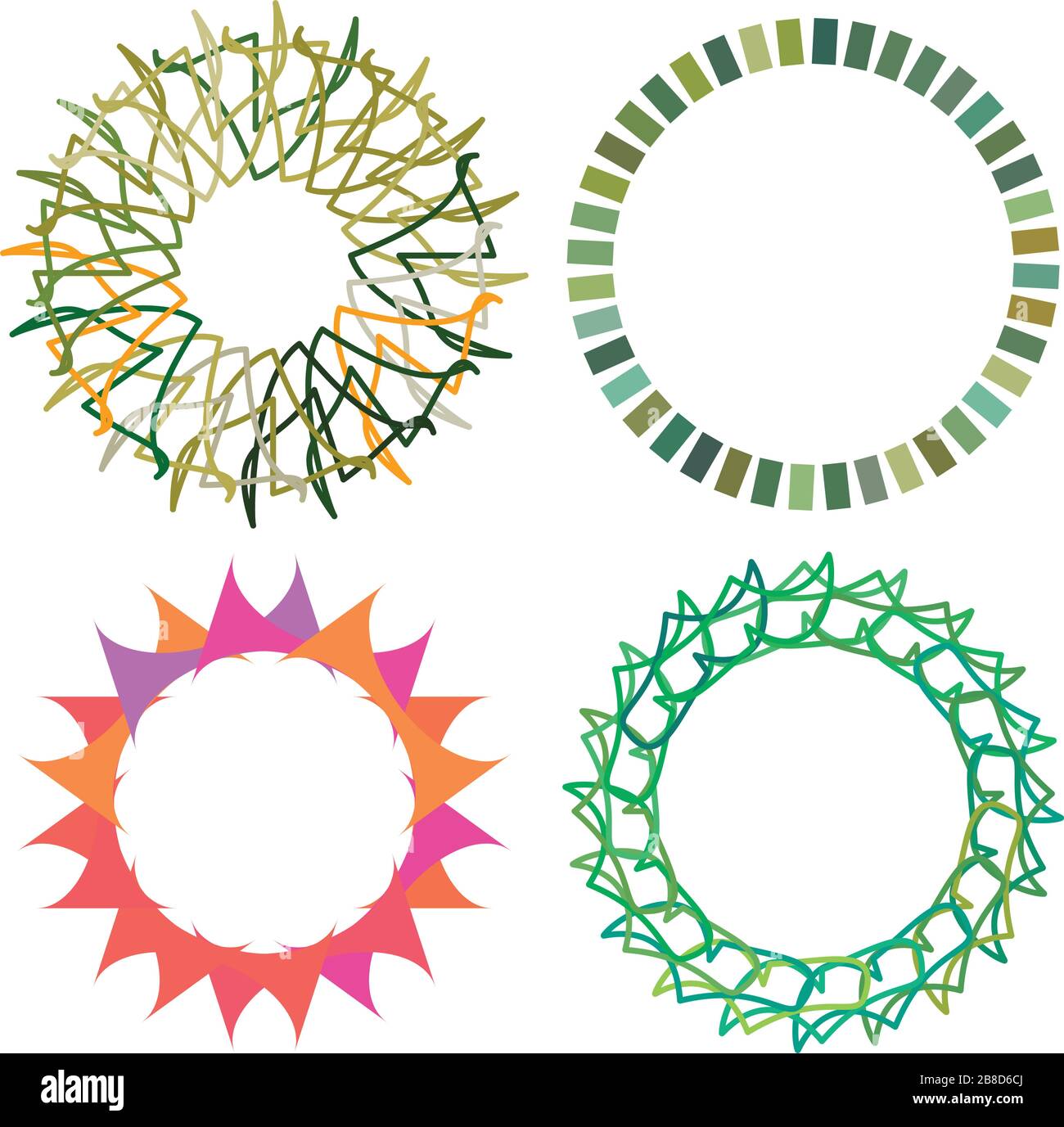 Colored circular and radial abstract mandalas, motifs, decoration ...
