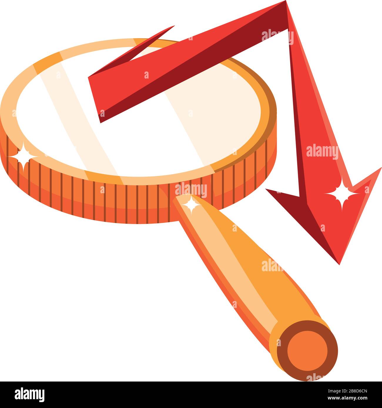 magnifying glass with red arrow on white background vector illustration ...