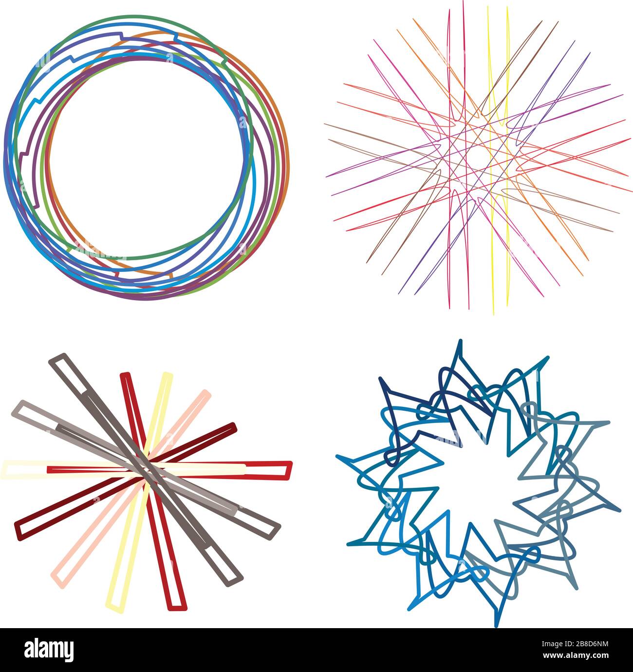 Colored circular and radial abstract mandalas, motifs, decoration ...