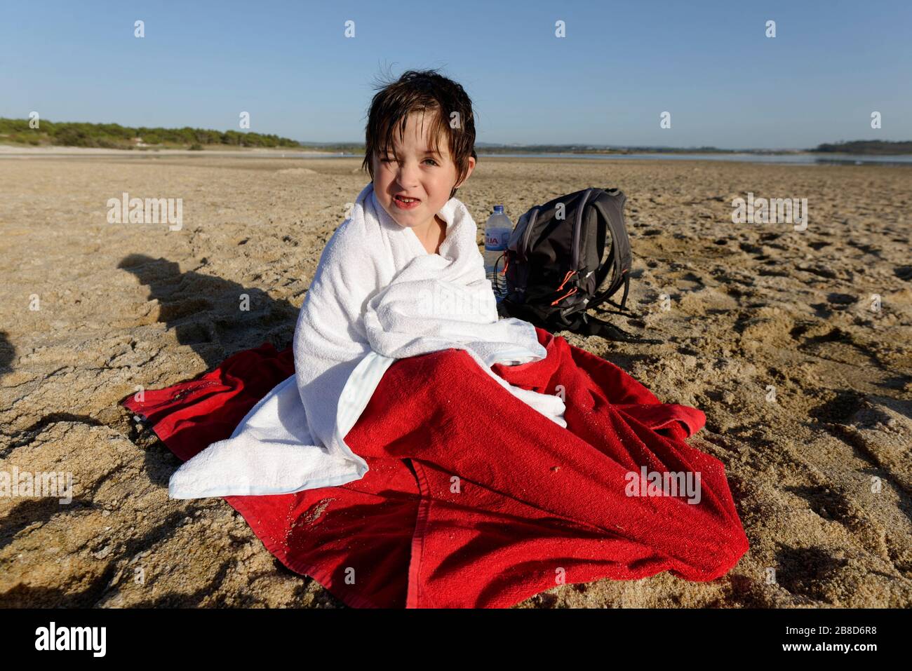 six years old boy on the beach Stock Photo - Alamy