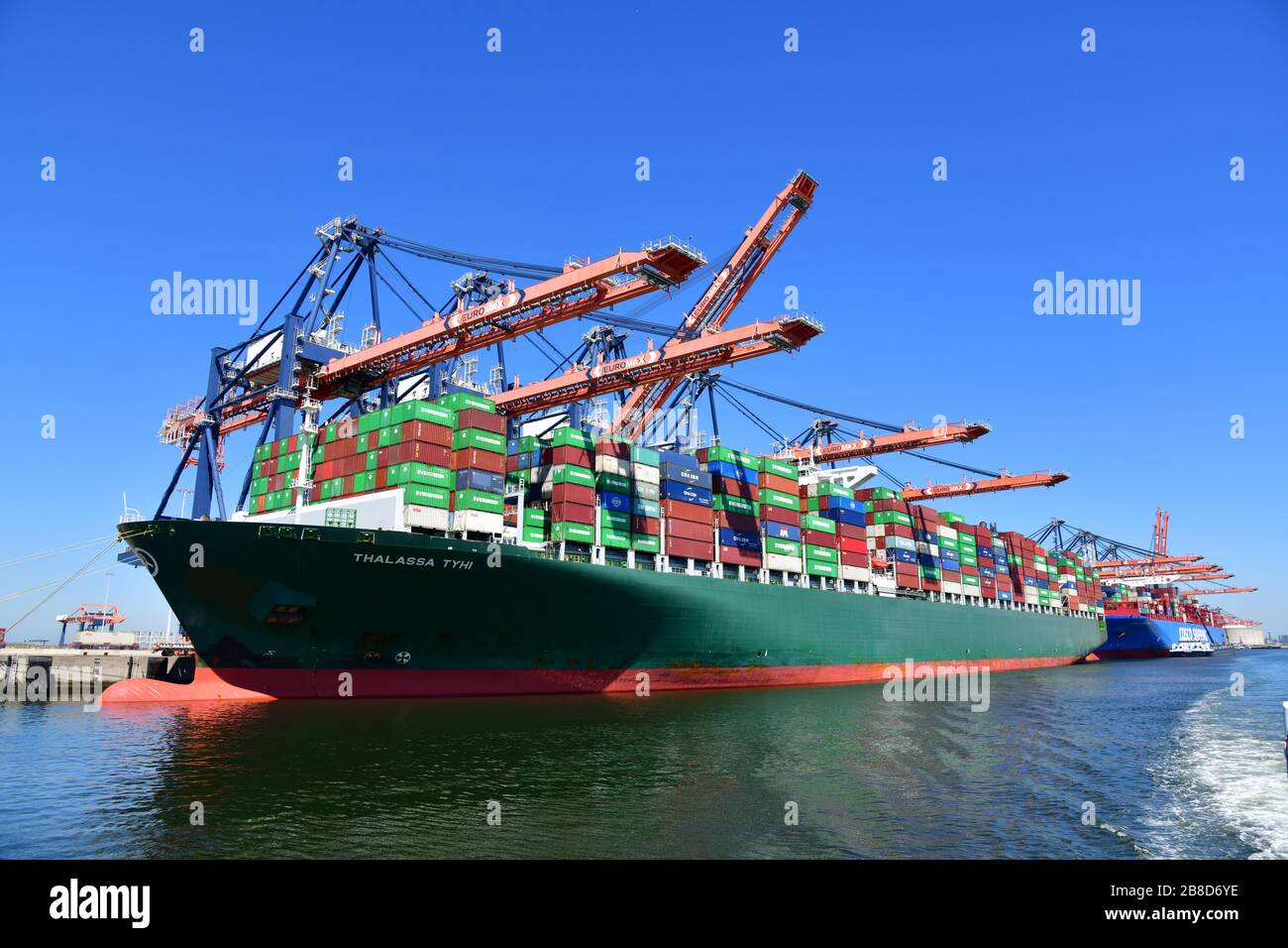 Rotterdam, The Netherlands - August 2019; side view of a number of ...