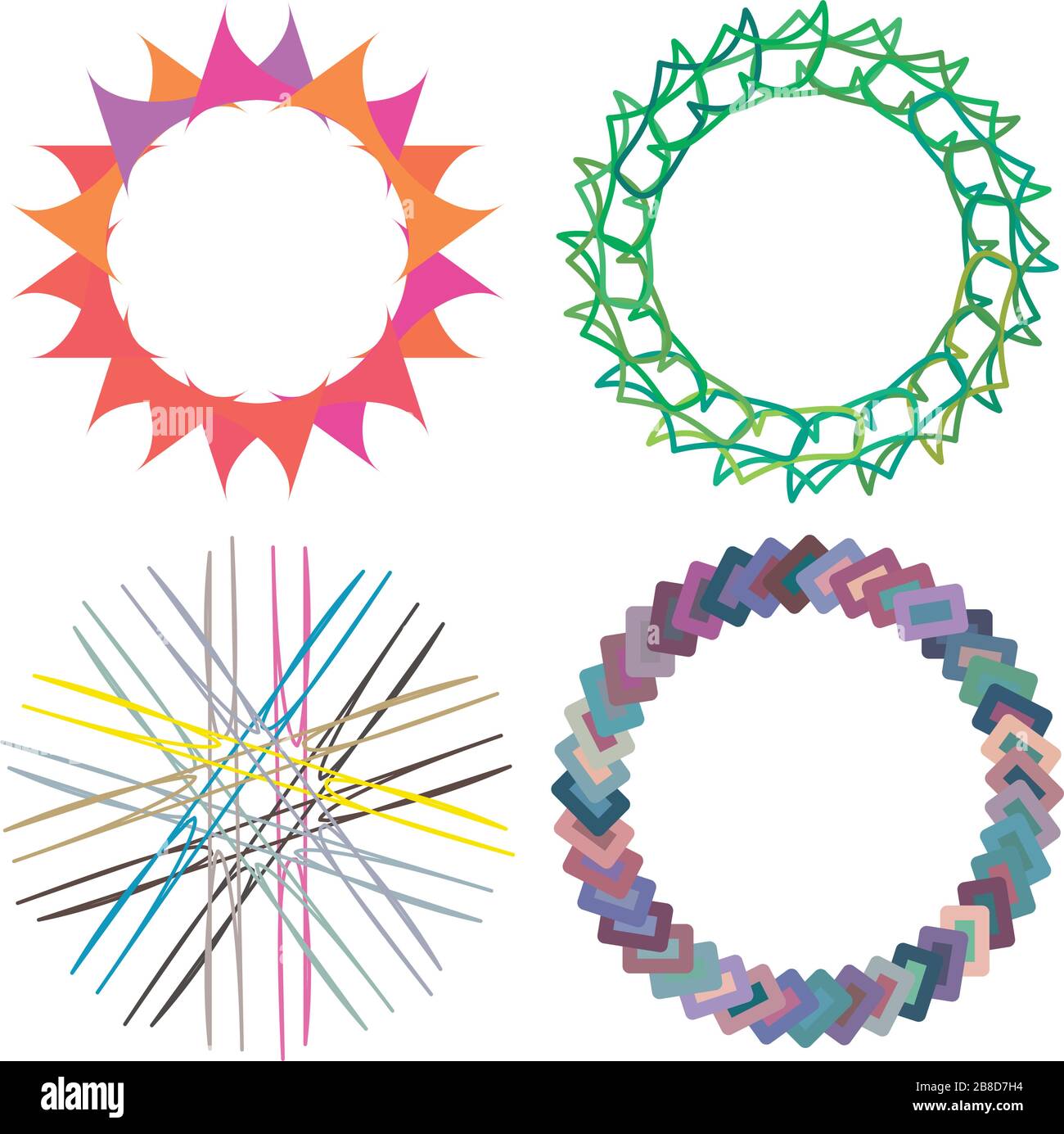 Colored circular and radial abstract mandalas, motifs, decoration ...
