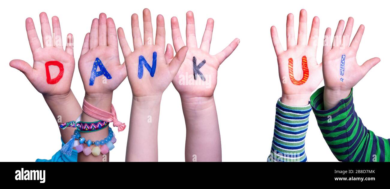 Children Hands Building Word Dank U Means Thank You, Isolated ...