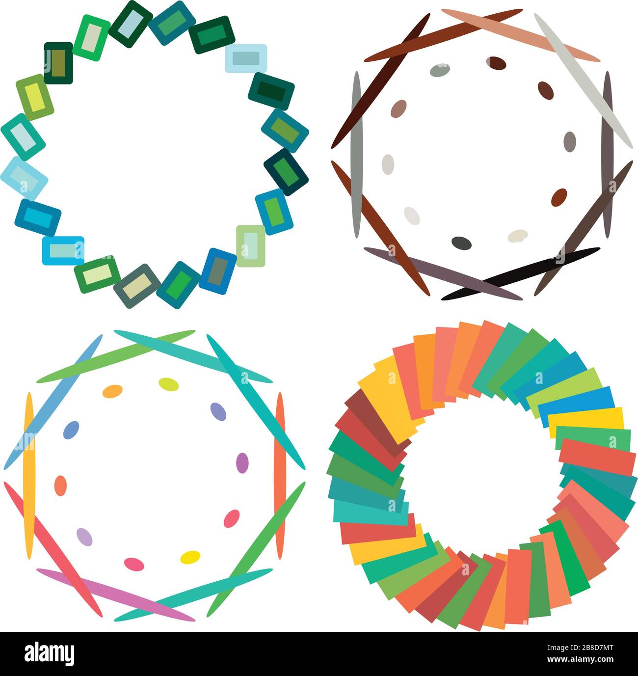 Colored circular and radial abstract mandalas, motifs, decoration ...