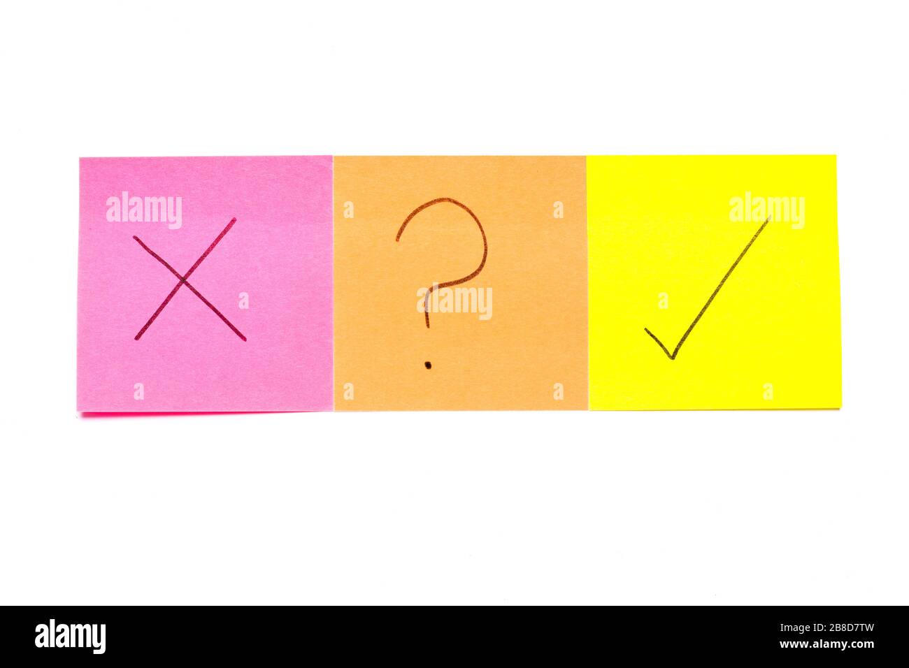 Three post its on white background with different symbols Stock Photo ...