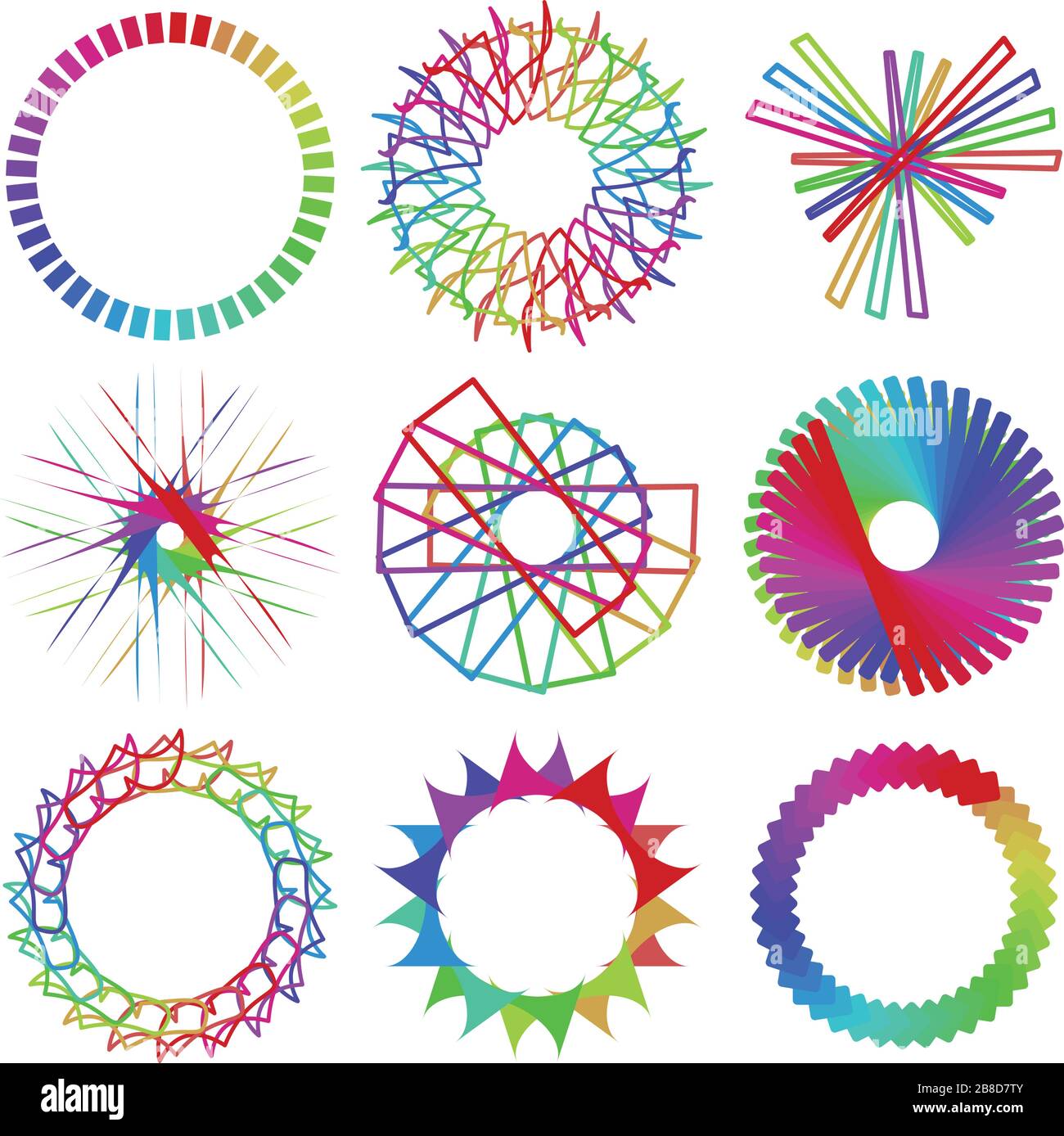 Circular and radial abstract mandalas, motifs, decoration design ...