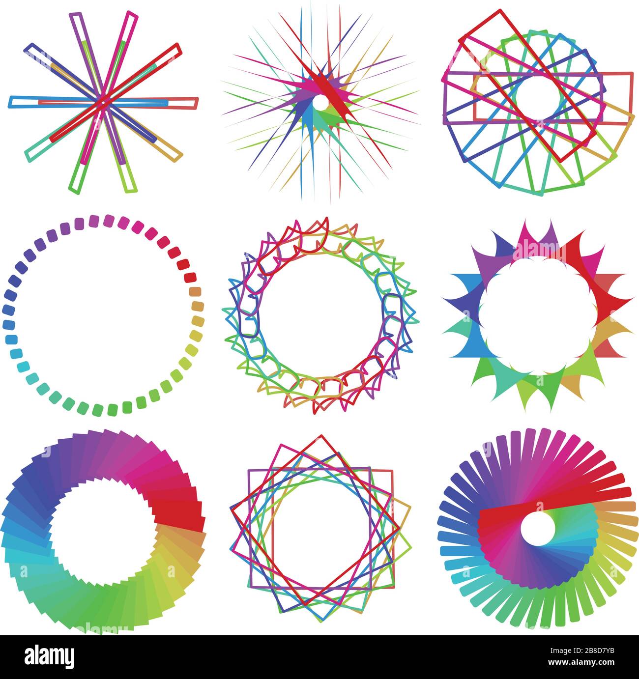 Circular and radial abstract mandalas, motifs, decoration design ...