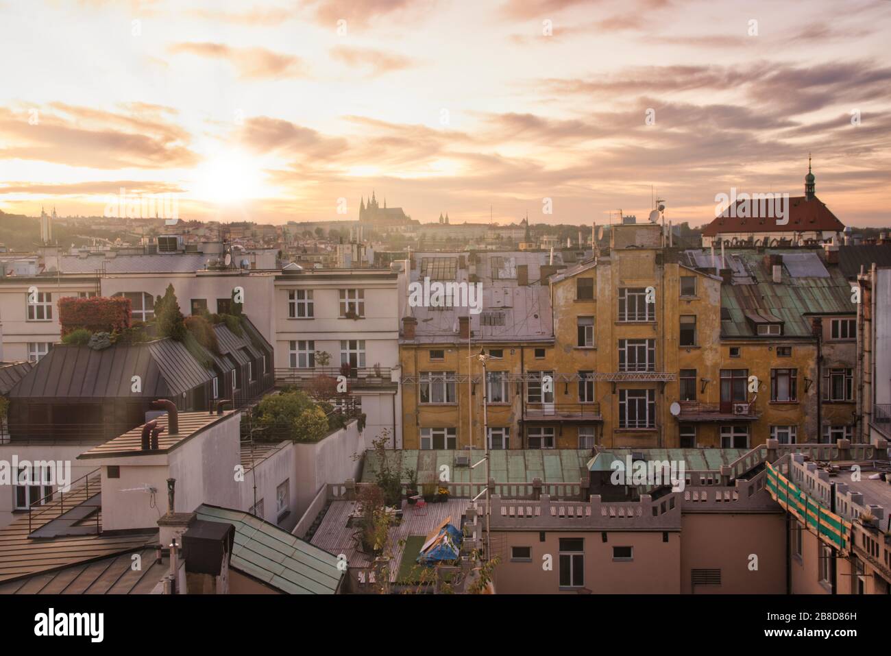 Visited the rooftop in Prague to capture beautiful sunset Stock Photo ...
