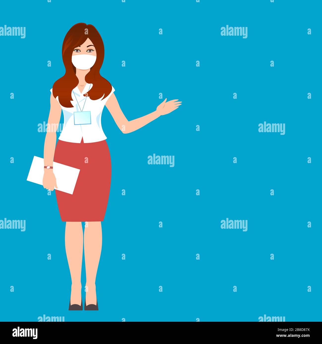 Girl maintenance worker in a mask during an epidemic. Indicates the ...