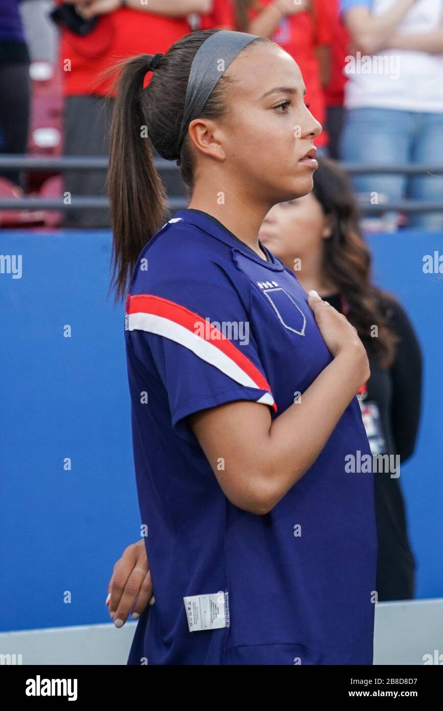 FRISCO. USA. MAR 11: Mallory Pugh of the USA during the national anthem ...