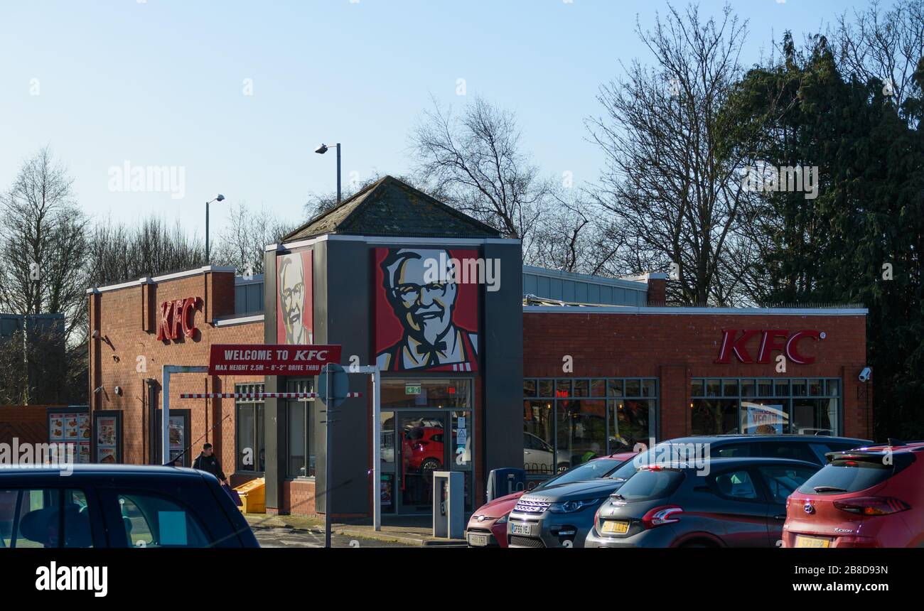Chichester, United Kingdom - January 19 2020: The frontage of KFC take ...