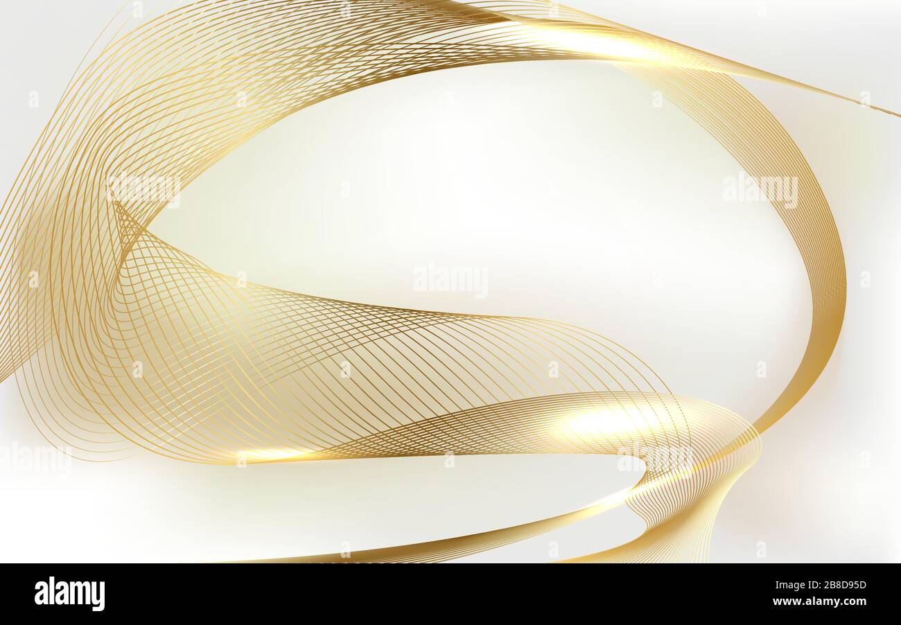 Abstract wave lines gold color isolated on white background Stock ...